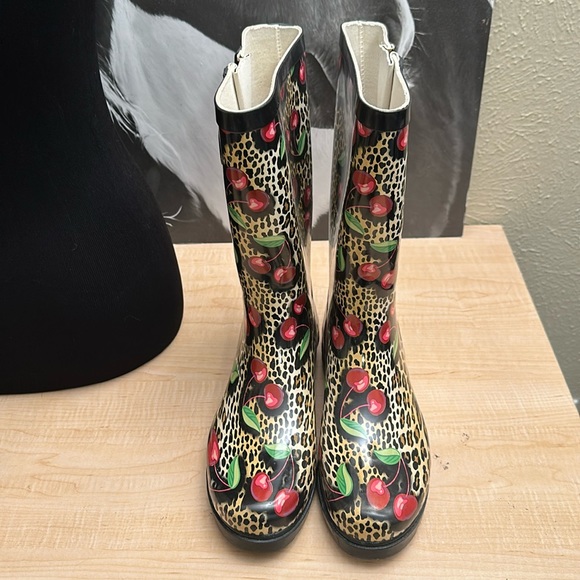 chooka | Shoes | Chooka Leopard Cherries Rain Boots Pull On | Poshmark